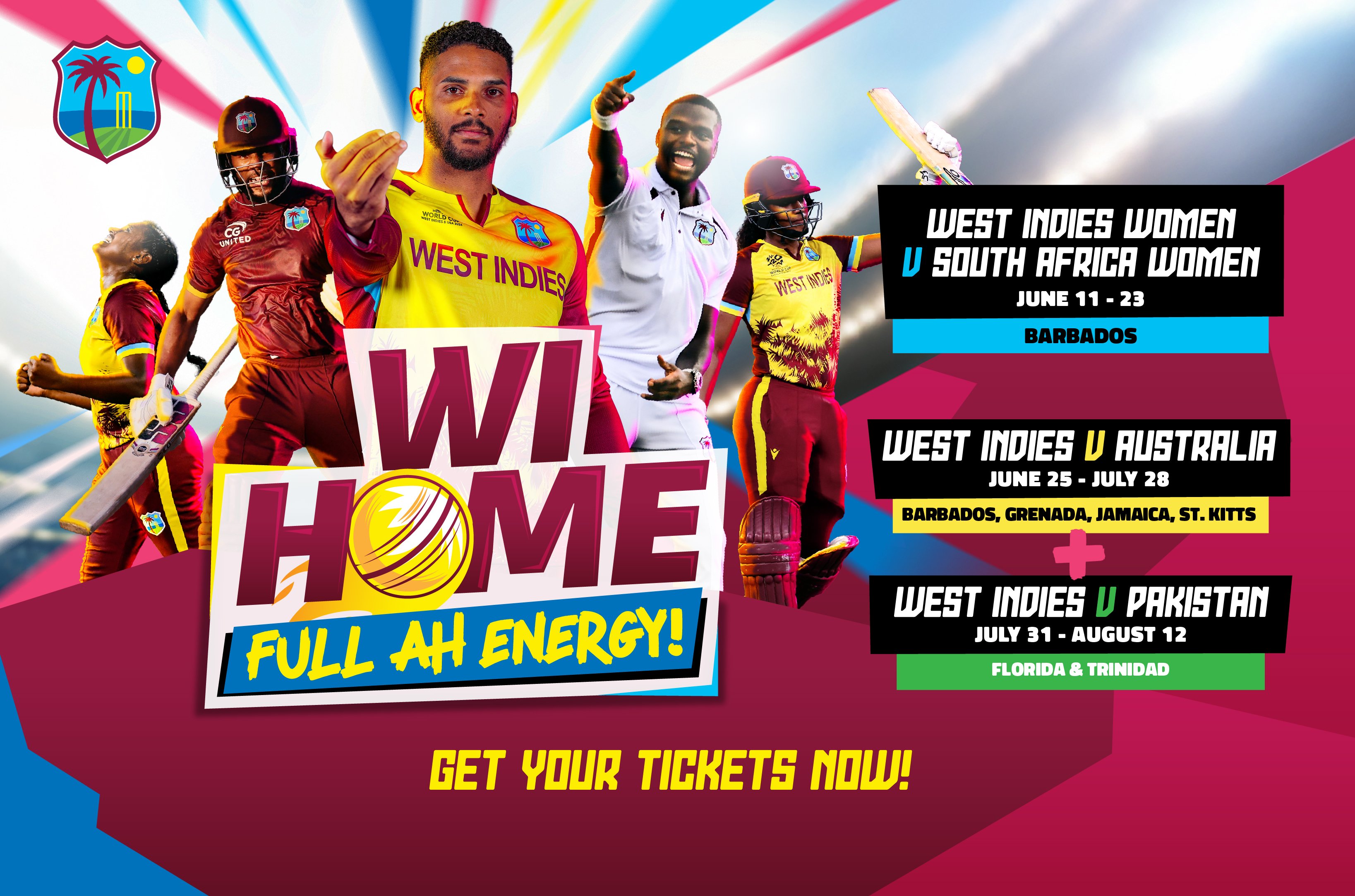 WI HOME SERIES: FULL AH ENERGY CRICKET TICKETS NOW LIVE | Windies ...